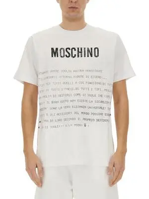 Moschino Message Print' T Shirt - White