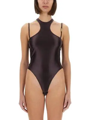 Versace Bodysuit With Racer Back - Brown