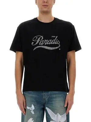 3.PARADIS Crystal Logo T-shirt - Black