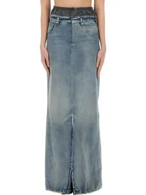 MAISON MARGIELA Maxi Skirt With Slit - Denim