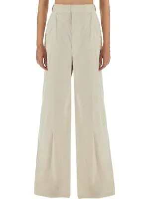 MAISON MARGIELA Wide Leg Pleated Pants - Ivory