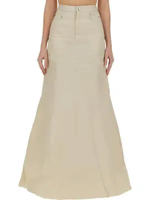 Rick Owens Long Linen Skirt - Beige