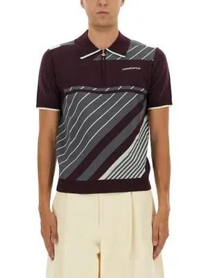 Casablanca Diagonal Tennis Polo Shirt - Purple
