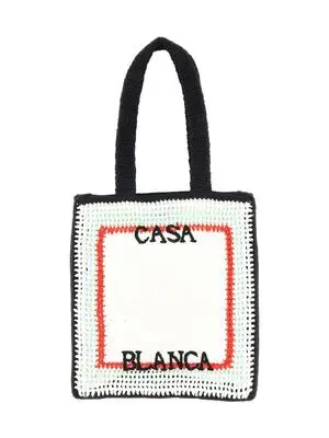 Casablanca Crochet Tote Bag - White