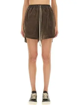 Rick Owens Viscose And Cupro Shorts - Brown