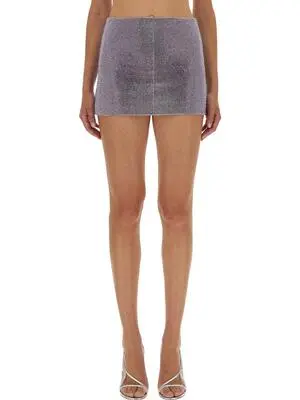 SELF-PORTRAIT Metal Mesh Mini Skirt - Lilac