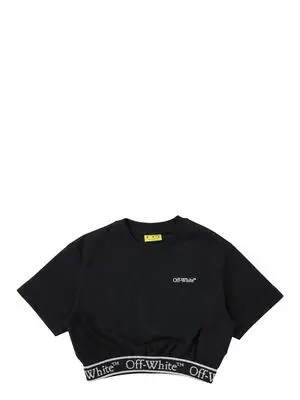 Off White Logo Crop T-shirt - Black