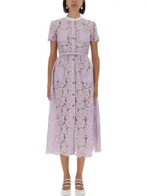 SELF-PORTRAIT Lace Midi Dress - Lilac