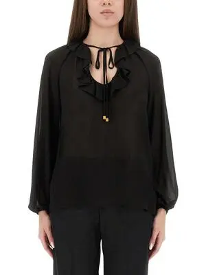 Michael Kors Ruffle Blouse - Black