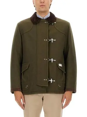 FAY Jacket With Four Hook Fastening - Military Green