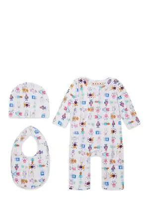 Marni Romper Kit With Bib And Hat - White