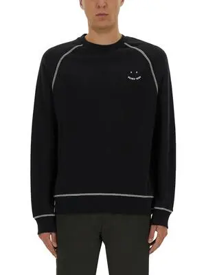Paul Smith Sweatshirt With 'ps Happy' Embroidery - Black