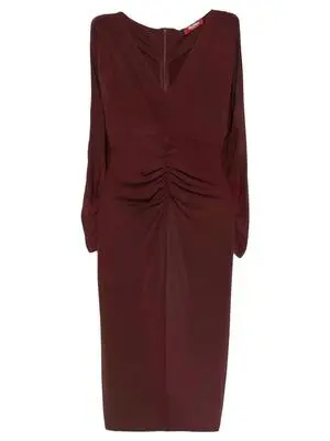 Max Mara Ruched-detail Long-sleeve Midi Dress - Red