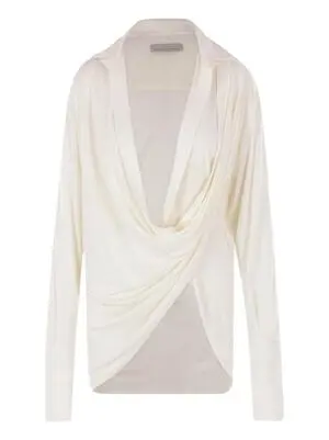 FRANCESCO MURANO Oversized Viscose Jersey Blouse - Beige