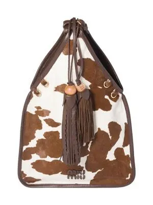 Miu Miu Calf Hair Handbag - White/burnt Sienna