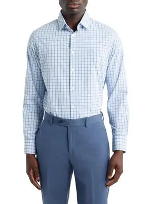 Mizzen+main Leeward Trim Fit Plaid Performance Button-up Shirt - Cloud Blue Miles Plaid
