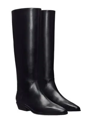 REFORMATION Dominique Knee High Boots - Black Leather