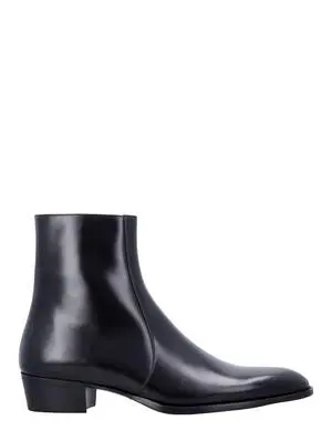 Saint Laurent Roman Leather Ankle Boots - Black