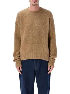 Ami Alpaca Blend Crew Neck Sweater - Brown