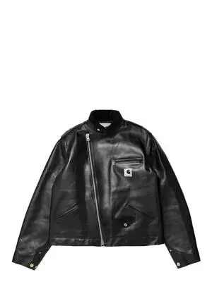 Sacai Carhartt Wip Cotton Corduroy-trimmed Leather Jacket - Black