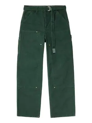 Sacai X Carhartt Wip Straight-leg Belted Cotton-canvas Trousers - Green
