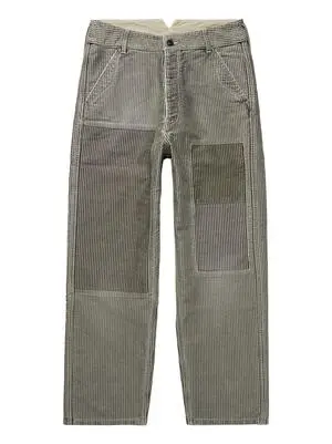 Visvim Pastoral Straight-leg Panelled Striped Trousers - Gray