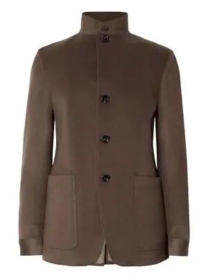 Zegna Ii Conte Leather-trimmed Oasi Cashmere-felt Jacket - Brown
