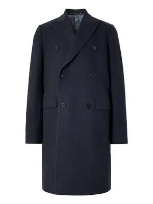 Paul Smith Slim-Fit Double-Breasted Woven Overcoat Navy