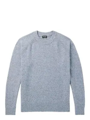 Zegna Cashmere-Blend Crewneck Sweater Light Blue