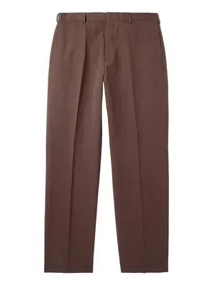 Paul Smith Straight-leg Cotton And Linen-blend Trousers - Brown