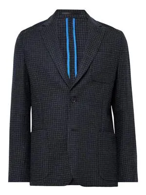 Paul Smith Houndstooth Wool, Cotton And Cashmere-blend Suit Jacket - Blue