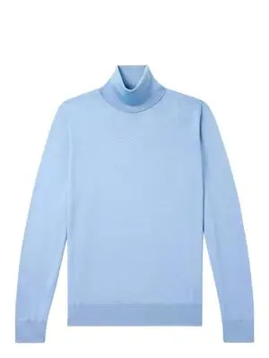 Zegna Cashmere And Silk-blend Rollneck Sweater - Blue