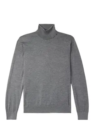 Zegna Cashmere And Silk-blend Rollneck Sweater - Gray