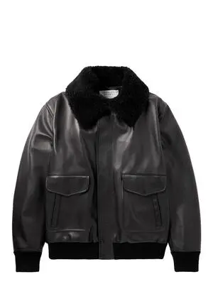 Gabriela Hearst Grant Shearling-trimmed Leather Aviator Jacket - Black