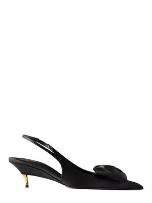 Saint Laurent Dakota Appliquéd Satin Slingback Pumps - Black