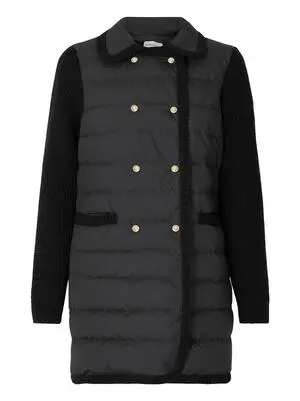 Moncler Double-breasted Wool And Cashmere-blend Quilted Down Cardigan - Black