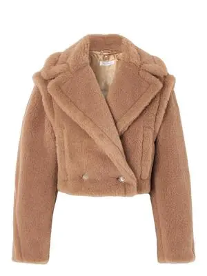 Max Mara Santos Convertible Hair And Silk-blend Jacket - Brown