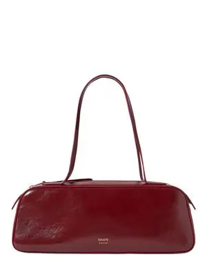 Khaite Simona Crinkled Patent-Leather Shoulder Bag Burgundy