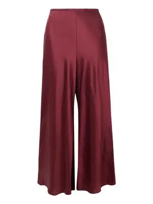 LESET Barb Draped Satin Wide-Leg Pants Red
