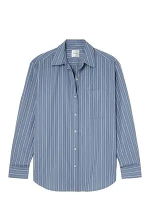LESET Yoshi Striped Cotton And Lyocell-blend Poplin Shirt - Blue