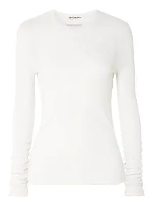 JW Anderson Ribbed Modal-jersey T-shirt - Off-white