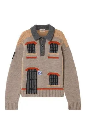JW Anderson Intarsia-knit Wool Polo Sweater - Neutrals