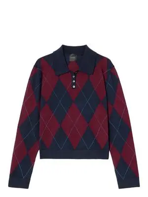 LESET James Argyle Merino Wool Polo Sweater