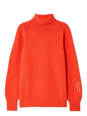 JW Anderson Embroidered Merino Wool Turtleneck Sweater - Orange