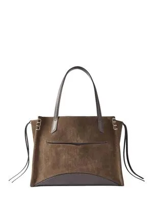 JW Anderson Loafer Cabas Leather-trimmed Suede Shoulder Bag - Brown