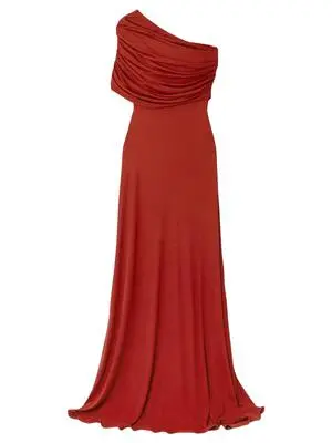 Giambattista Valli One-shoulder Draped Jersey Gown - Red