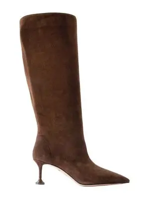 AQUAZZURA Lyla 65 Suede Knee High Boots - Brown