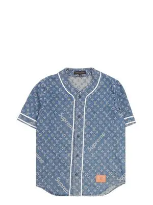 LOUIS VUITTON Jacquard Denim Baseball Jersey - Blue