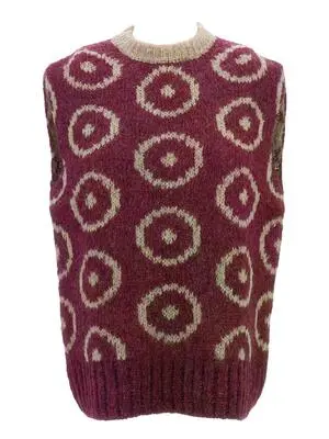THIBAULT VAN DER STRAETE Jacquard Pattern Crew-neck Vest - Pink