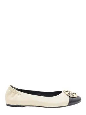 Tory Burch Ballet Flats With Metal Logo - Beige
